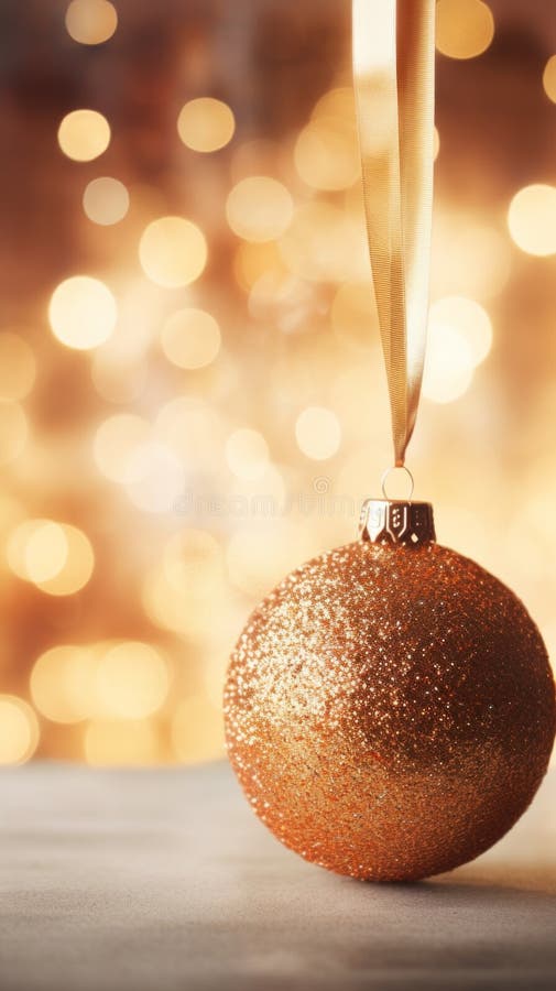 A Shimmering Gold Ornament Hanging from a String Stock Image - Image of ...