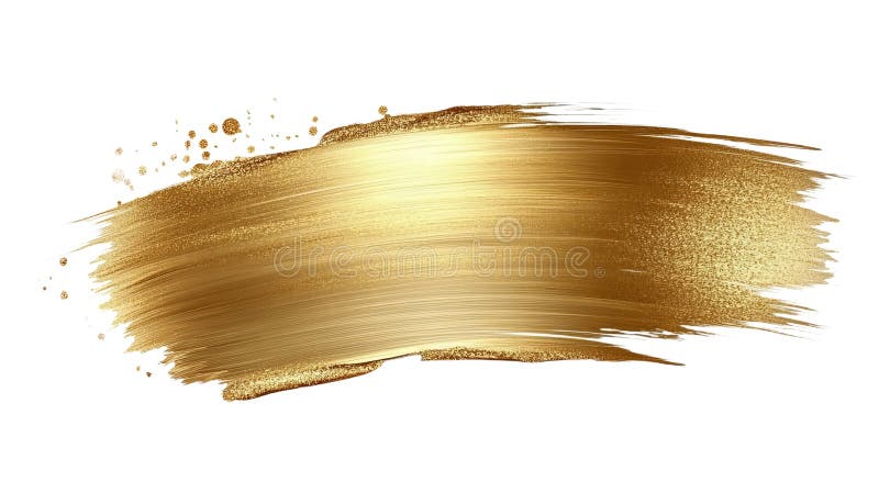 Shimmering Gold Paint Brush Stroke on Transparent Background Stock ...