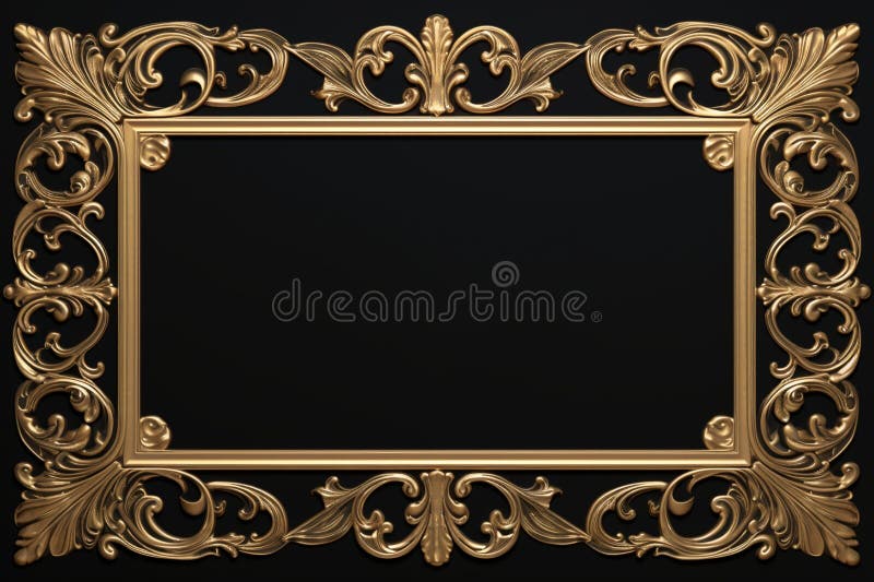 Shimmering Gold Pattern on an Ornate Picture Frame Stock Illustration ...