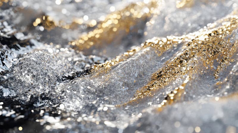 Shimmering Gold and Silver Textured Wave with Glittering Highlights ...