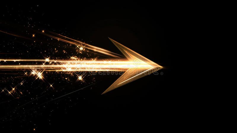 Shimmering Golden Arrow Symbolizing Direction and Progress in Celestial ...