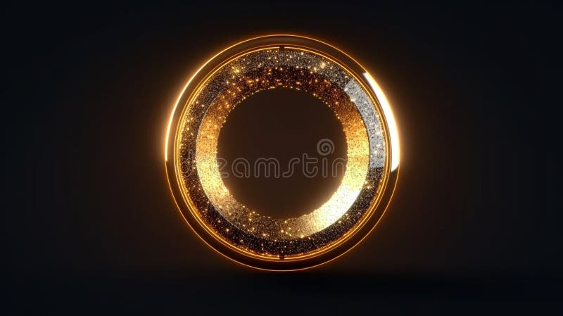 Shimmering Golden Circle Light with Abstract Elements Stock ...