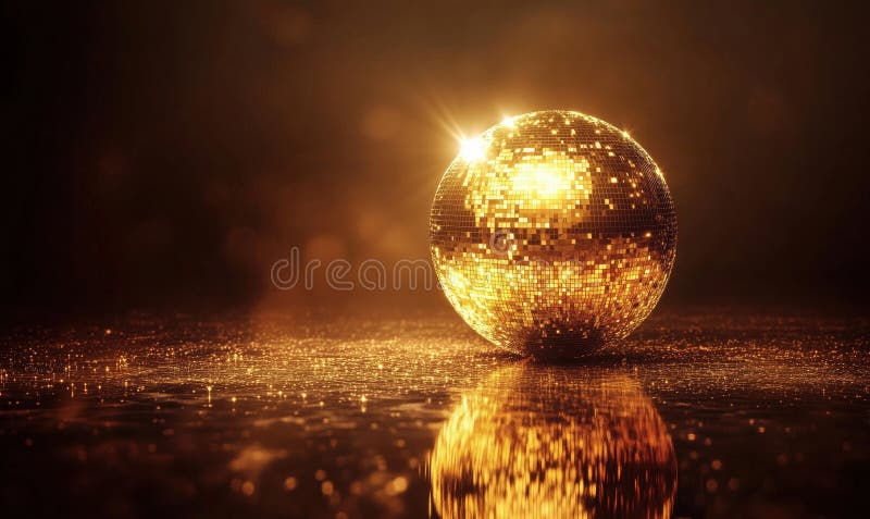 Shimmering Golden Disco Ball Reflecting Light Vibrant Atmosphere Stock ...