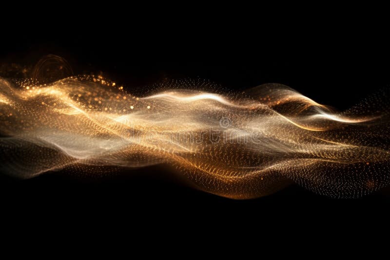 Shimmering Golden Particles Create a Mesmerizing Wave Against a Dark ...