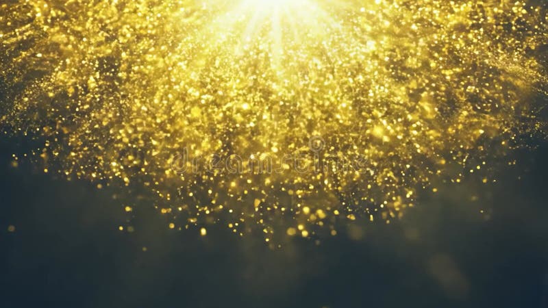 Shimmering Golden Particles Explode on a Dark Backdrop, with Light ...