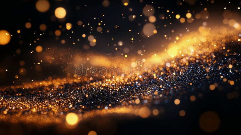 Shimmering Golden Particles Floating Gracefully Against a Dark Backdrop ...