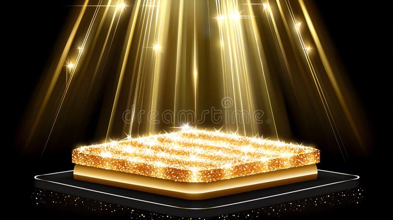 Shimmering Golden Square with Radiant Light Beams Stock Illustration ...