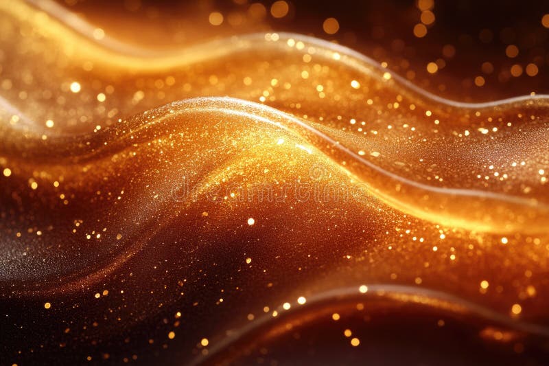 A Shimmering Golden Wave Design with Sparkles and Texture Stock Photo ...