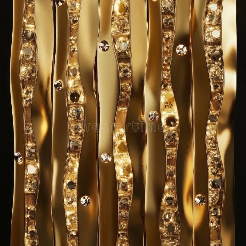 Shimmering Golden Waves with Embedded Jewels Creating a Luxurious ...