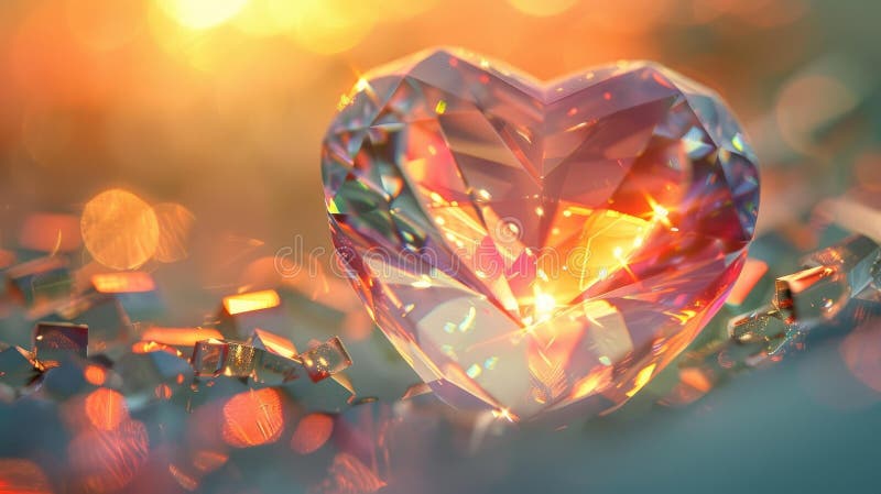 Shimmering Heart a Crystal among Glowing Bits Stock Illustration ...
