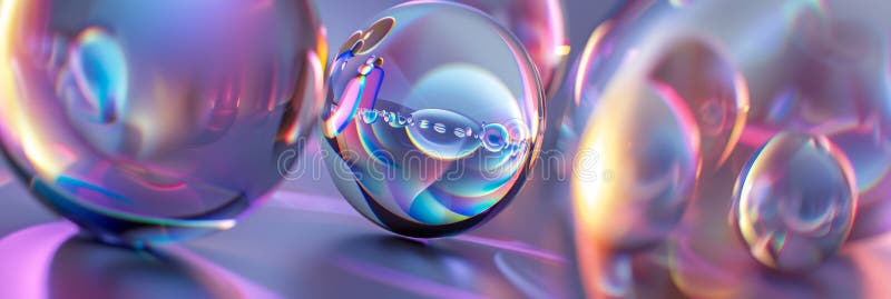 Shimmering Holographic Shapes with Iridescent Gradients, Floating in a ...