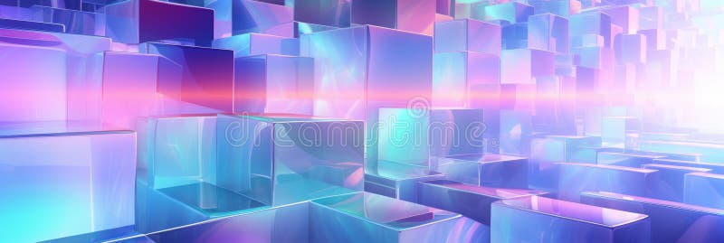 Shimmering Holographic Shapes with Iridescent Gradients, Floating in a ...
