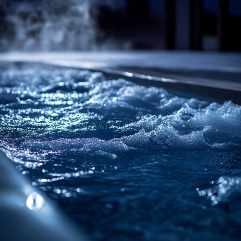 Shimmering Jacuzzi Bubbles in Nighttime Pool Setting Stock Image - Image of jets, relaxation ...