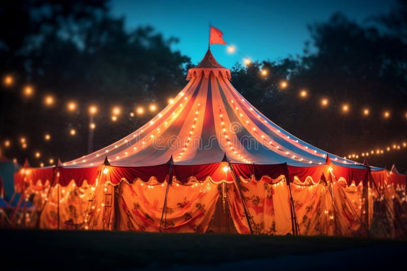 Shimmering Lights Illuminate a Vibrant Circus Tent. AI Stock ...