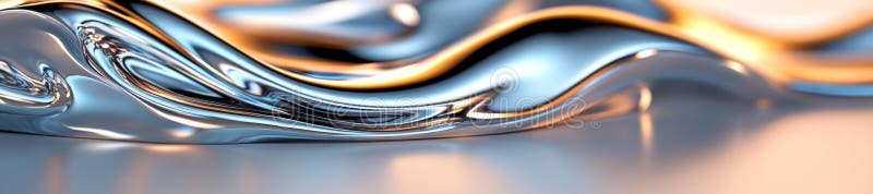 A Shimmering Liquid Chrome Surface Morphing into Elegant Curves Stock ...
