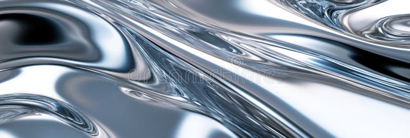 Shimmering Liquid Metal Texture with Reflective Abstract Pattern Waves ...
