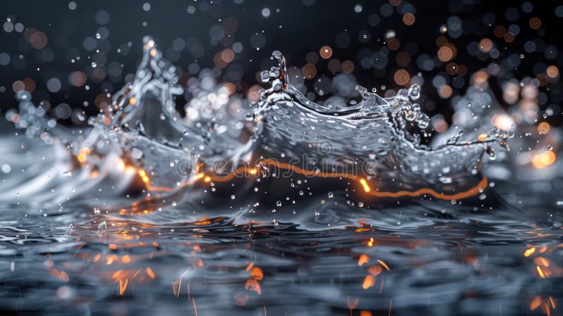 Shimmering Metal Splash in Dark Background - Abstract Artwork with ...