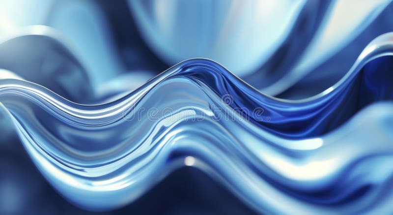Shimmering Metallic Blue Liquid Forming Graceful Waves with a Glossy ...