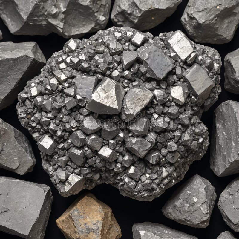 Shimmering Molybdenum Ore Texture in Shades of Silver and Gray Stock ...