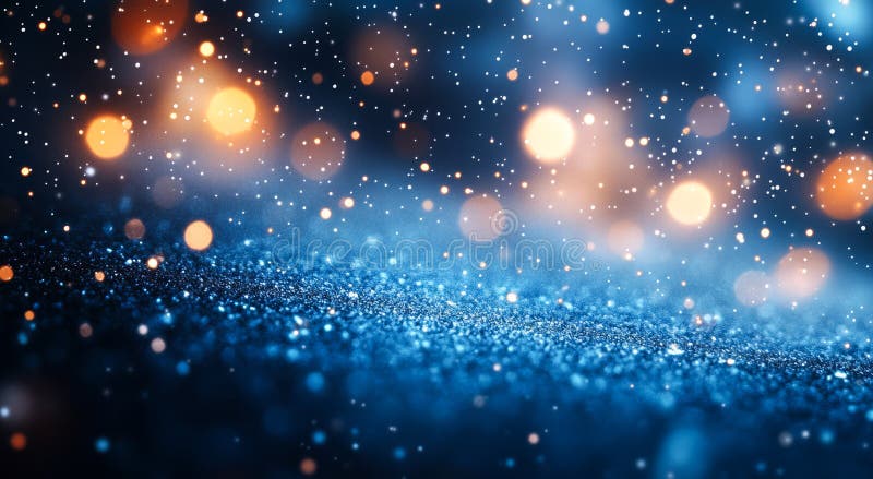 Shimmering Particles on Blue Background at Night Stock Photo - Image of ...