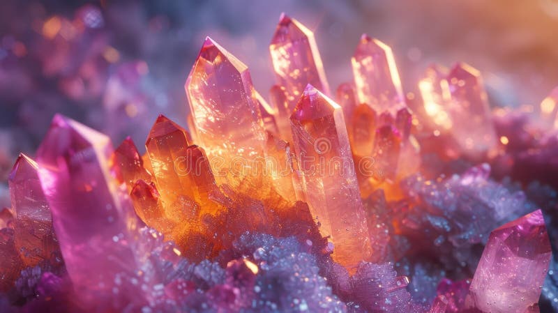 Shimmering Pink Crystals - Generative Ai Stock Illustration - Illustration of precious, sparkle ...
