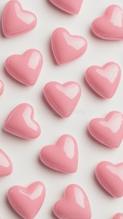 Shimmering Pink Hearts Overlapping White Background, Forming Decorative ...
