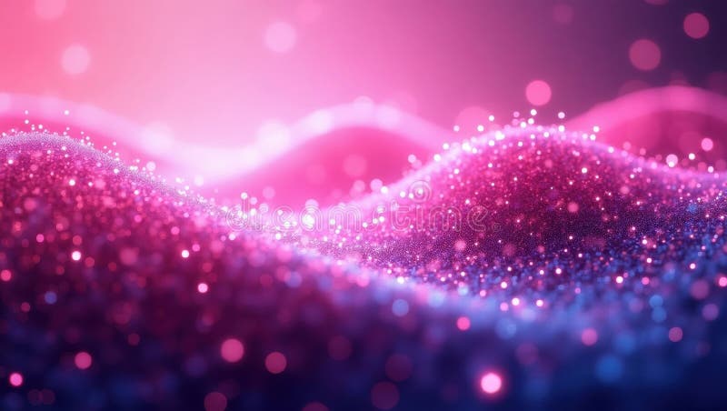 Shimmering Pink Light Waves Flow through a Magical Night Sky Stock ...