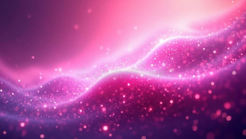 Shimmering Pink Light Waves Flow through a Magical Night Sky Stock ...