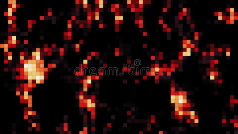 Shimmering Pixel Pattern Moves on Black Background. Motion. Bright ...