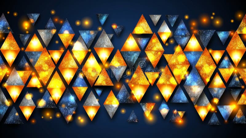Shimmering Pixel Triangles on Deep Blue Gradient Backdrop in a ...