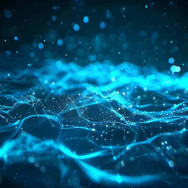 Shimmering Pixel Triangles on Deep Blue Gradient, Creating a ...