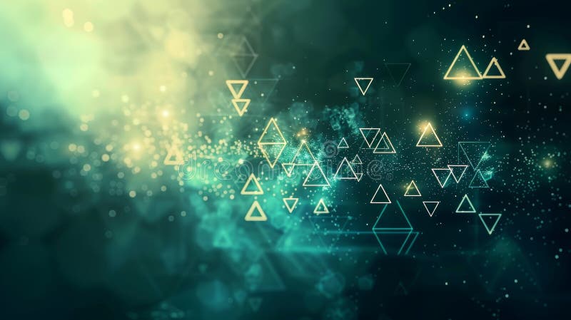 Shimmering Pixel Triangles in Geometric Pattern on Deep Blue Gradient ...