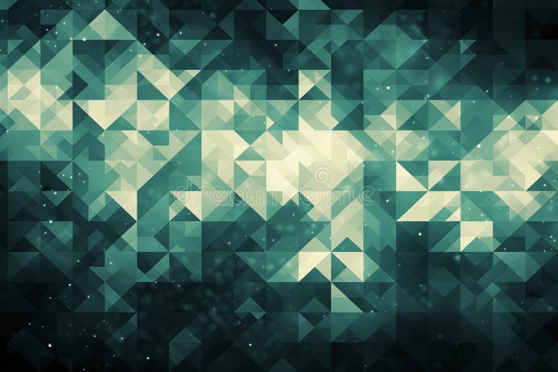 Shimmering Pixel Triangles Pattern on Deep Blue Gradient Background ...