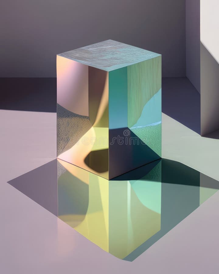 Shimmering Prism Reflected Off of a Slate Filled Pool of Dye. Podium ...