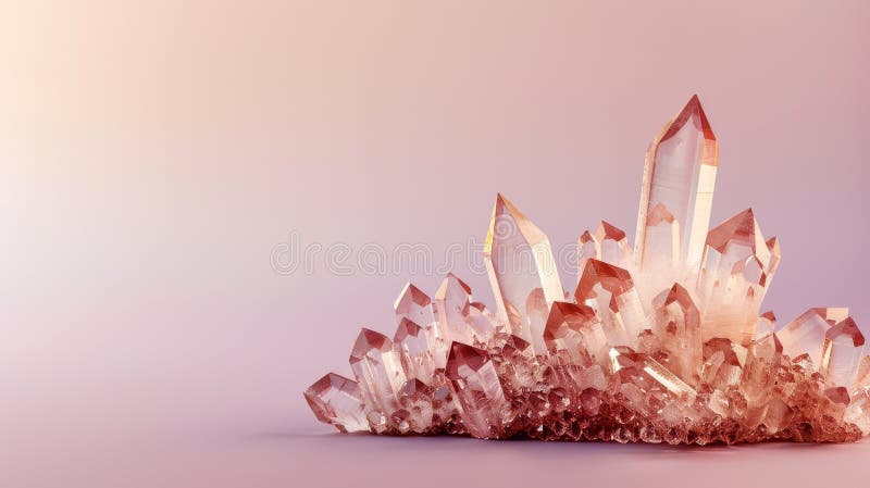 Shimmering Quartz Crystal Clusters on Soft Pink Background Stock Image ...