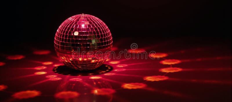 A Shimmering Red Disco Ball Reflects Light Against an Empty Backdrop ...