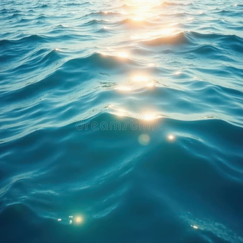 Shimmering Seawater, Soft Wave Patterns, Sun S Gleam on Surface ...