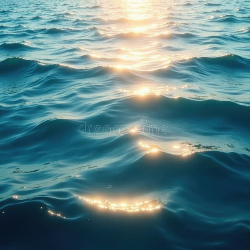 Shimmering Seawater, Soft Wave Patterns, Sun S Gleam on Surface ...