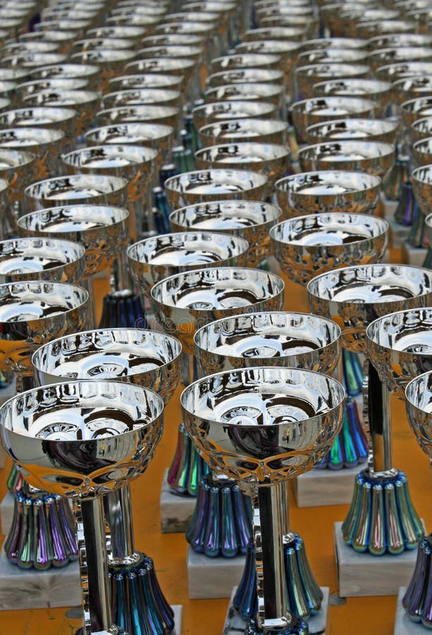 Shimmering Silver Cups To the Winners of the Contests Awards Stock ...