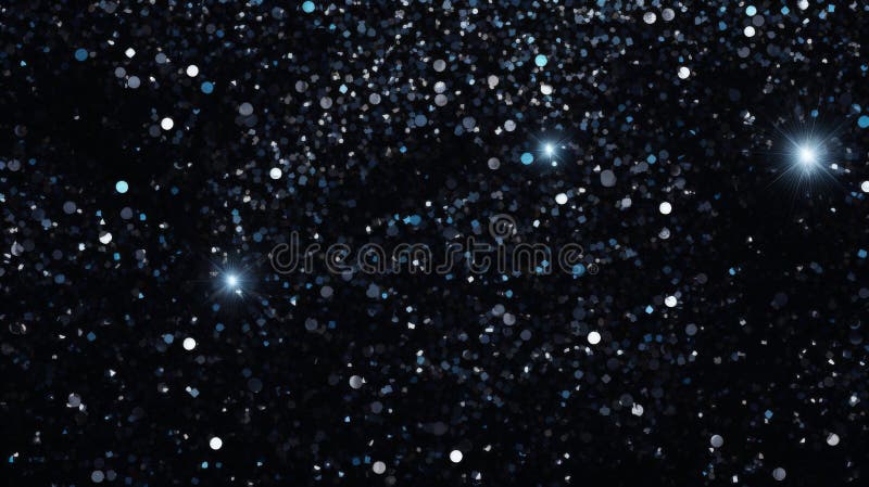 Shimmering Silver Glitter Particles Floating in the Dark with Bright ...