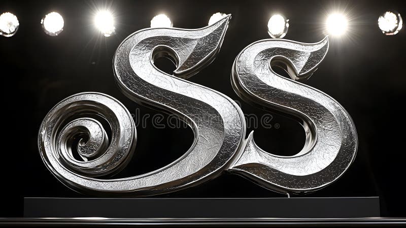 Shimmering Silver Letter Sculpture SS on Display Stock Illustration ...
