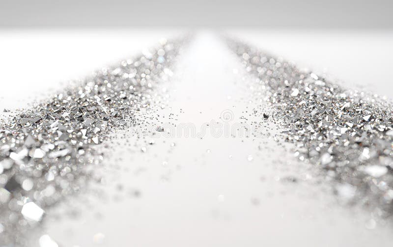 Shimmering Silver Particles Scattered Along a Smooth Surface in a Well ...