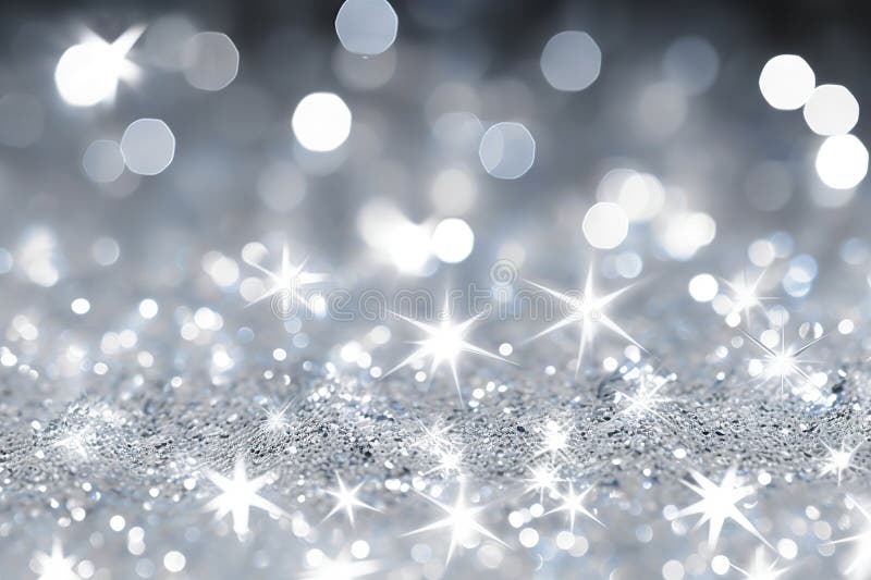 Shimmering Silver Starry Night Celestial Magic in a Silver Background ...
