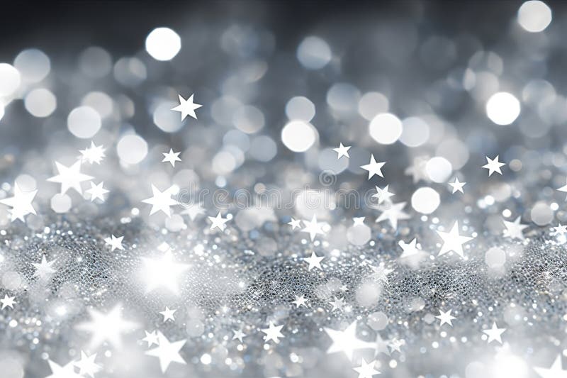 Shimmering Silver Starry Night Celestial Magic in a Silver Background ...