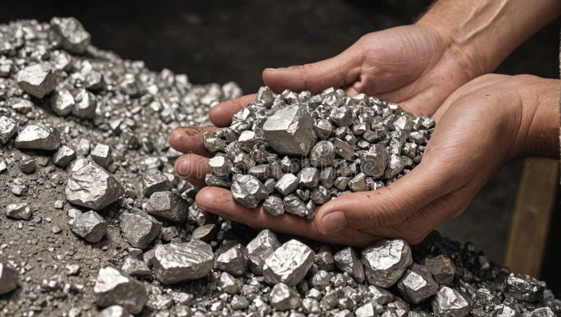 Shimmering Silver Veins Raw Ore from the Depths Stock Illustration ...