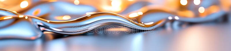 Abstract Silver Liquid Waves with Soft Neon Light Reflections Stock ...