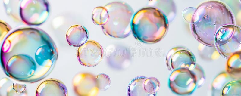 Shimmering Soap Bubbles Floating Gracefully on a Pristine White ...