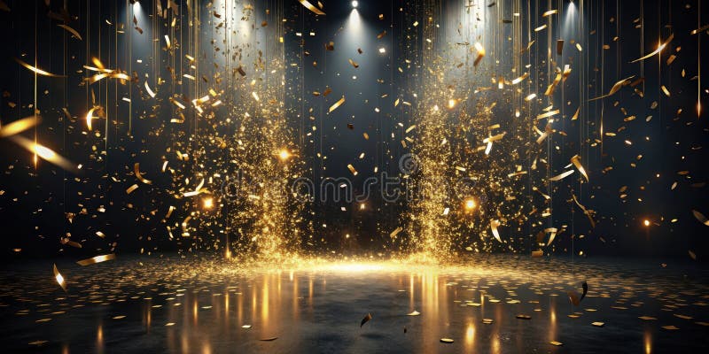 A Shimmering Spectacle of Golden Confetti Falling Elegantly Onto a Dark ...