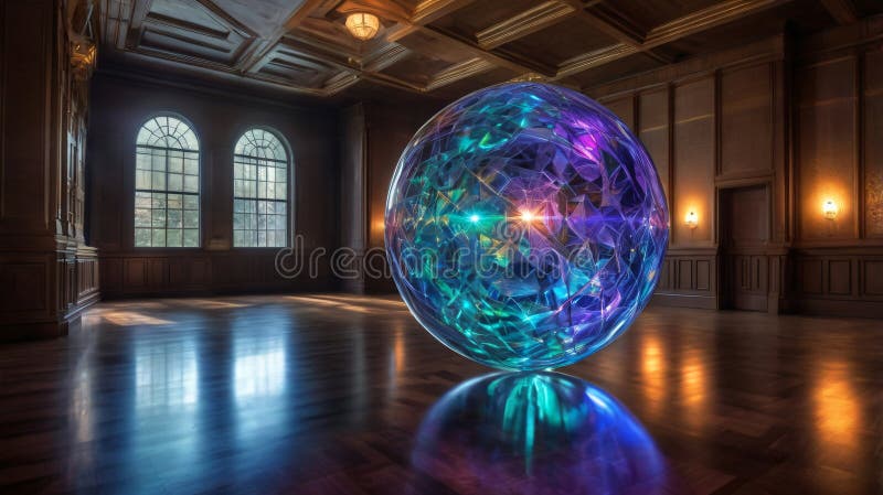 Shimmering Sphere in the Ball Room Stock Image - Image of blur, shiny ...