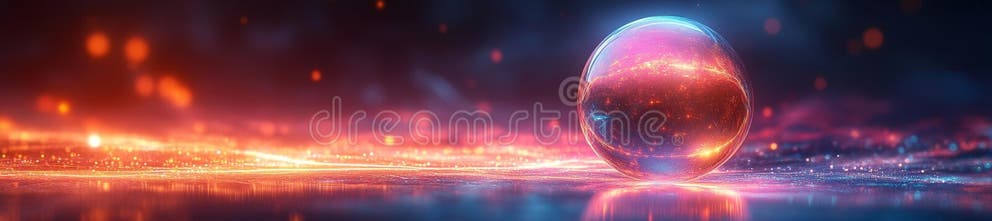 Shimmering Spherical Object with Vibrant Reflections on Dynamic Flowing ...